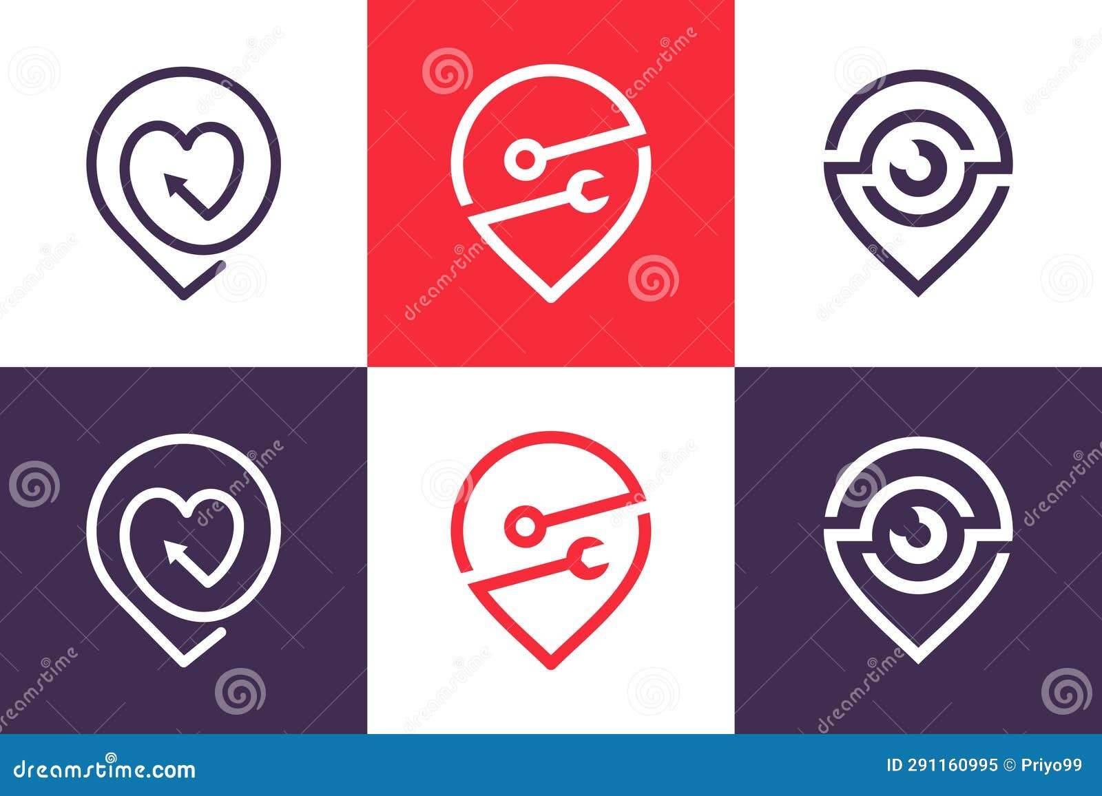Set of Pin Point Logo Design Element Vector with Creative Concept Stock ...