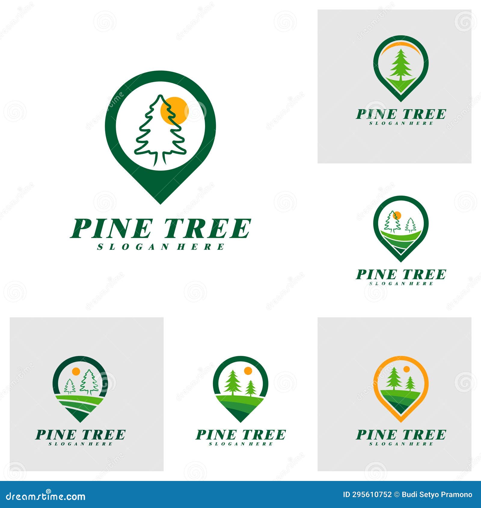 Set of Pine Tree with Point Logo Design Vector. Creative Pine Tree Logo ...