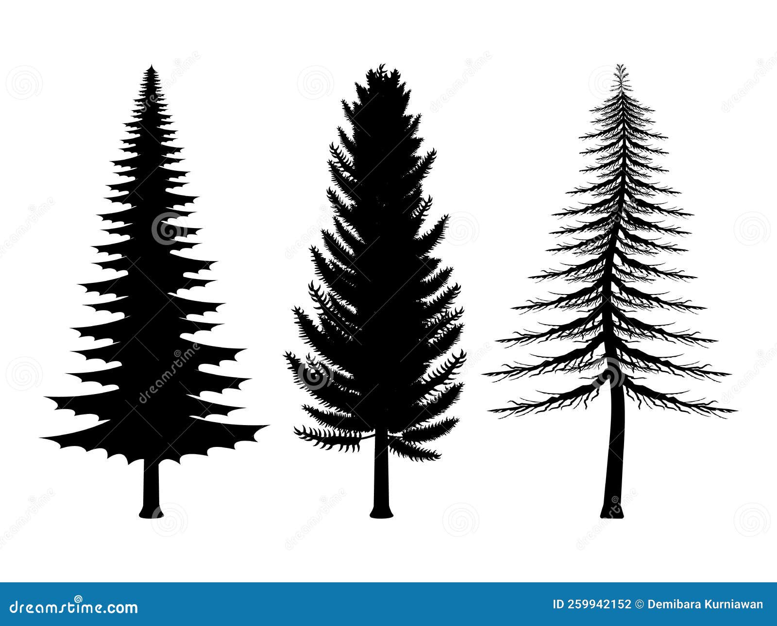 Set of Pine Tree Silhouettes Stock Vector - Illustration of pine ...