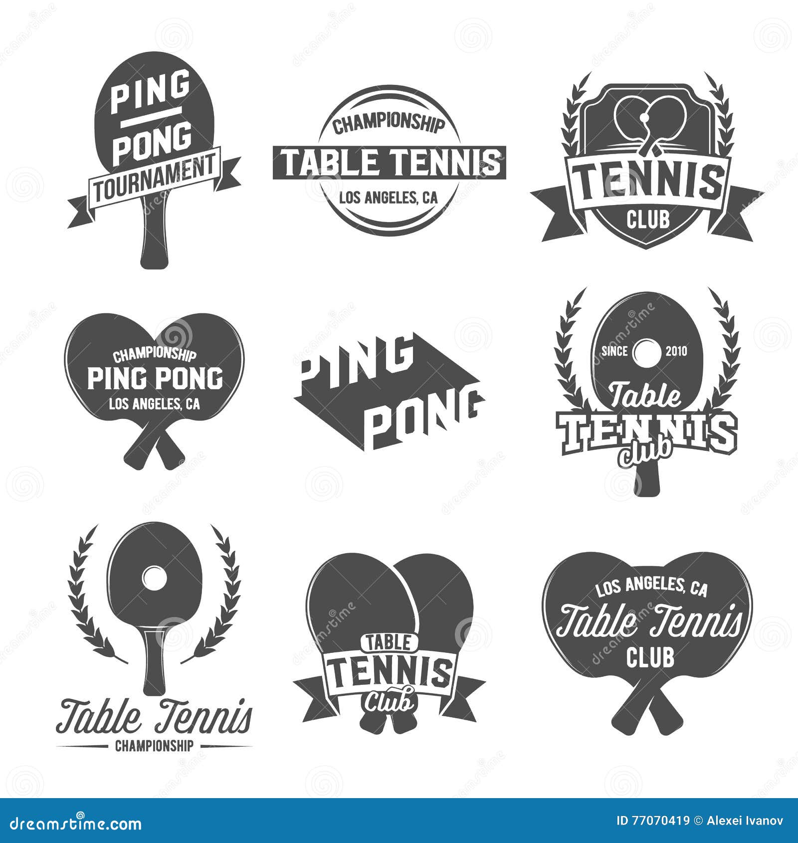 Set of Ping Pong Emblems, Labels, Badges and Designed Elements Stock ...