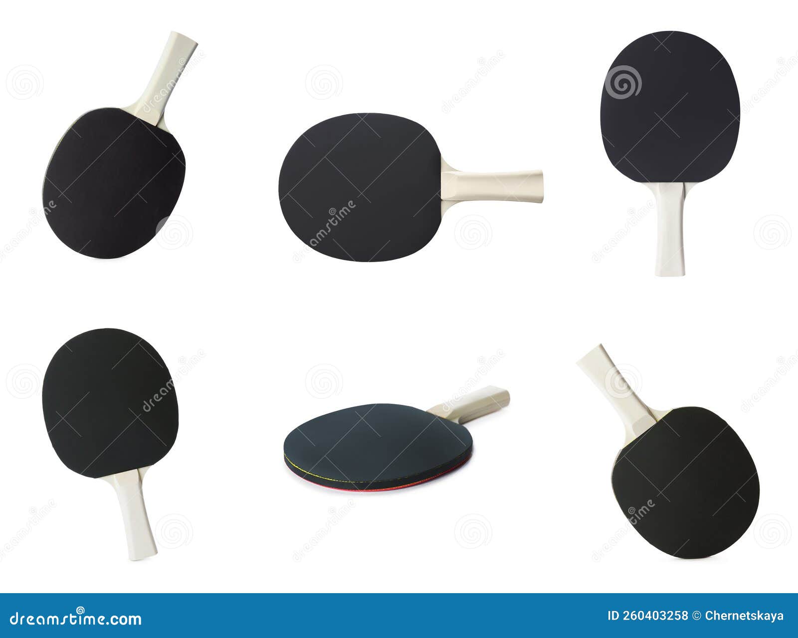 Set with Ping Pong Rackets on White Background Stock Photo - Image of ...