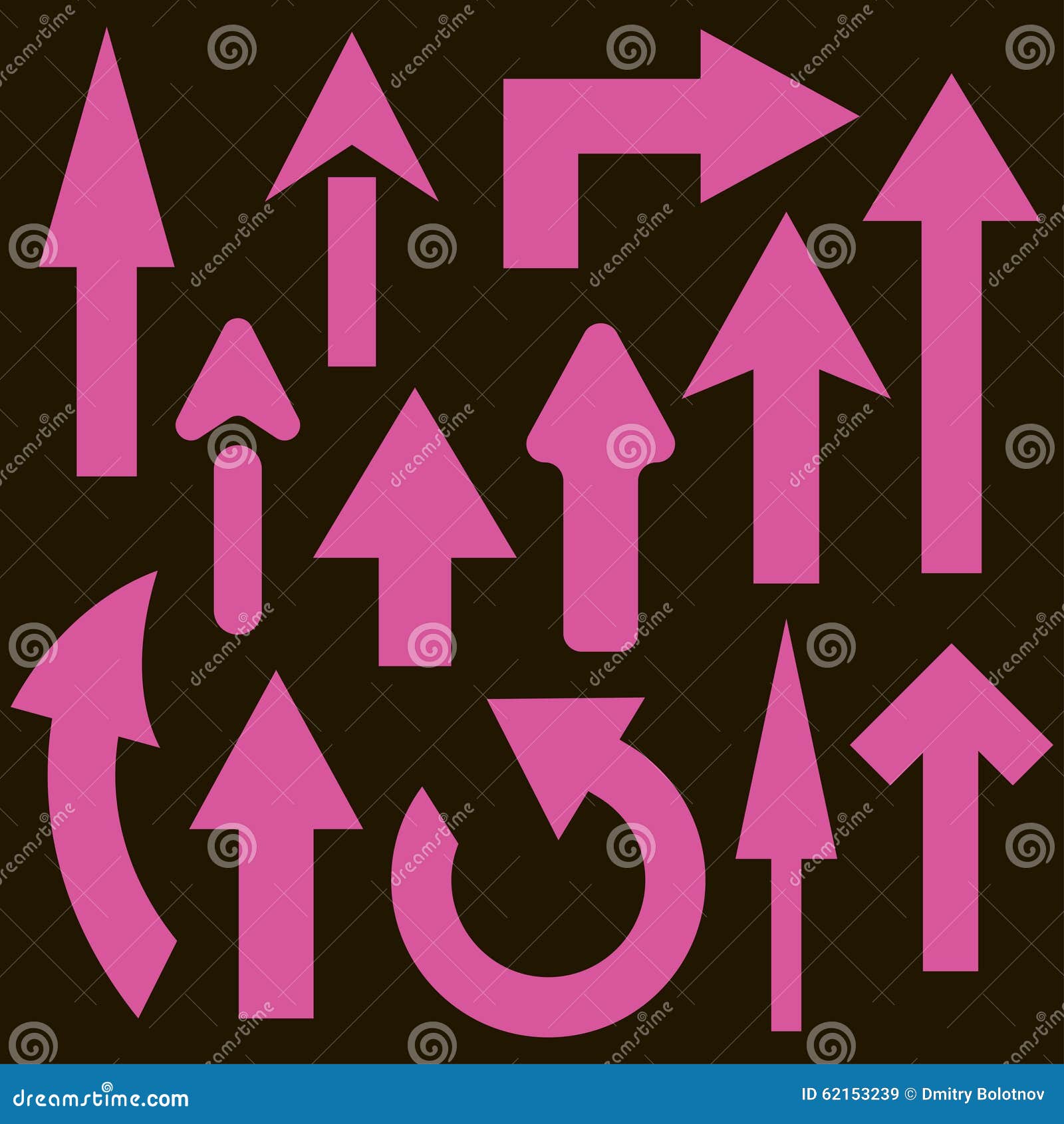 Set of 13 pink arrows stock vector. Illustration of cursor - 62153239