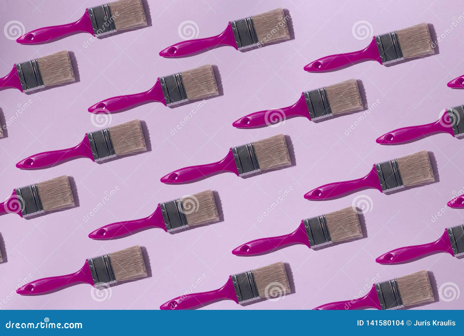 Set of Pink Brushes on Pink Background, Flat Lay Stock Photo - Image of ...
