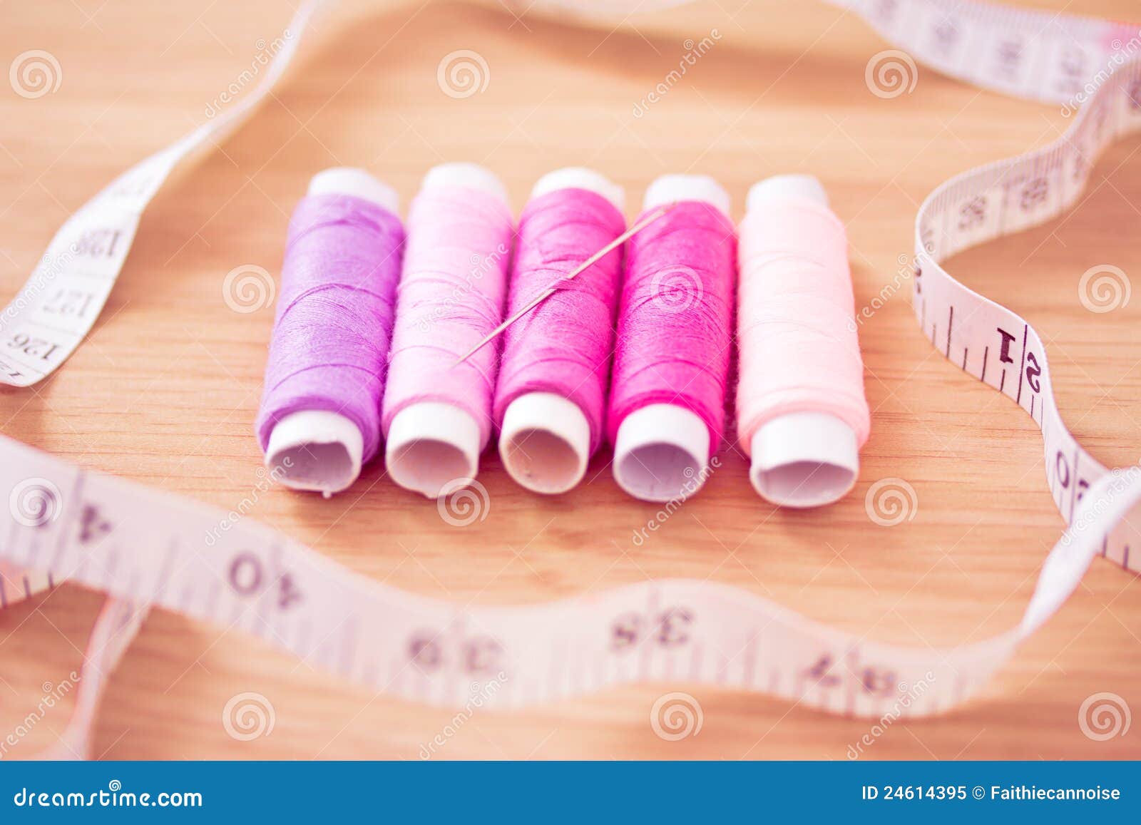 Set of Pink Colorful Sewing Threads Stock Image - Image of background ...