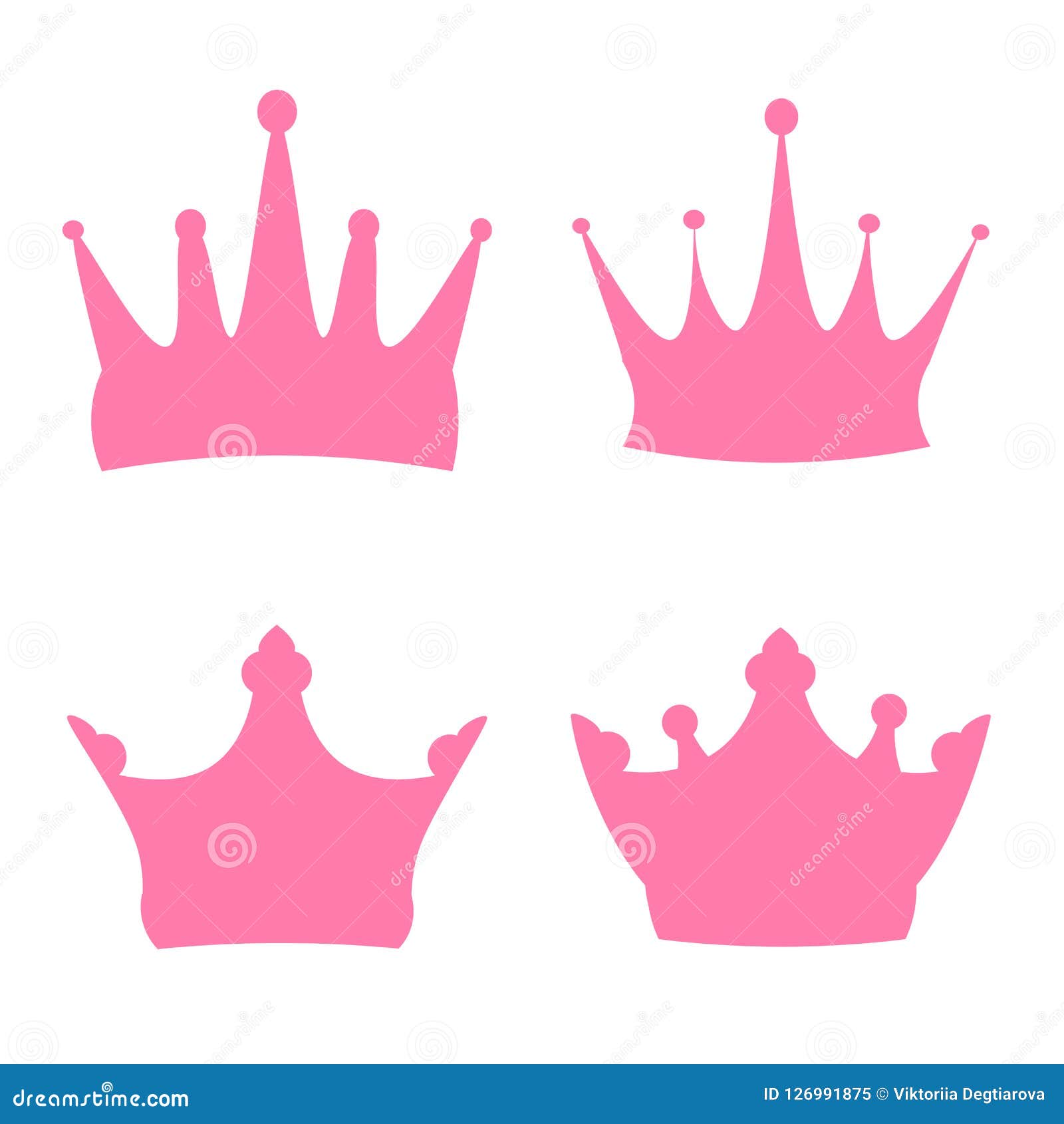 Set of Pink Crowns on a White Background Stock Vector - Illustration of ...
