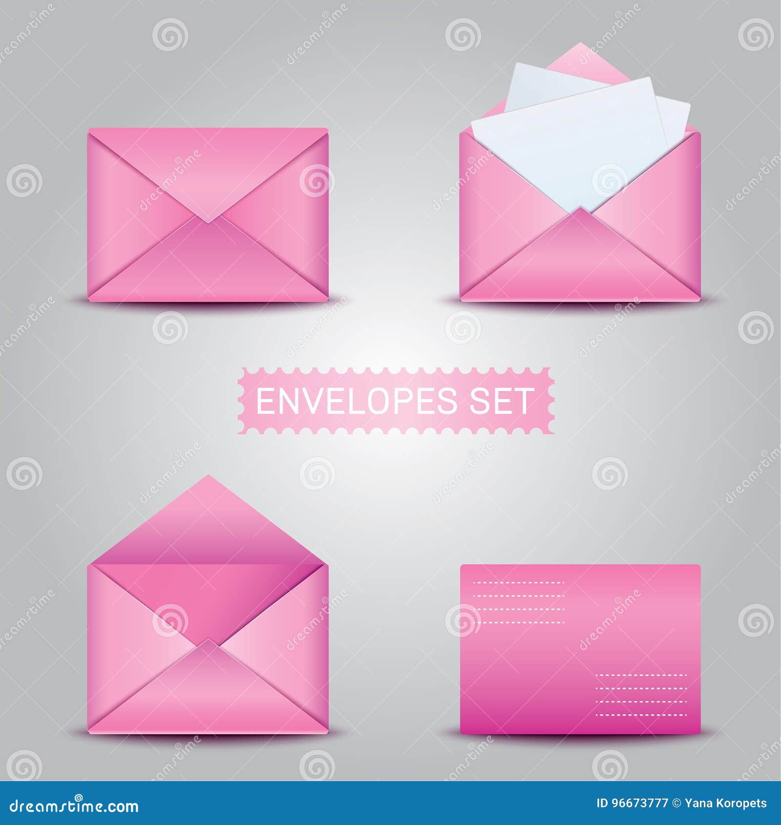 Set Pink Envelopes. Open and Closed Envelope Stock Vector ...