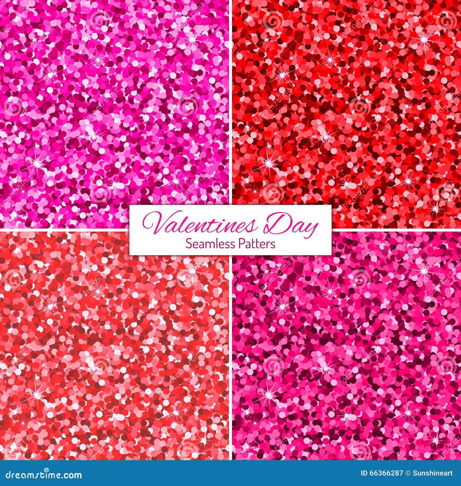 Set of Pink Glitter Seamless Patterns. Stock Vector - Illustration of ...