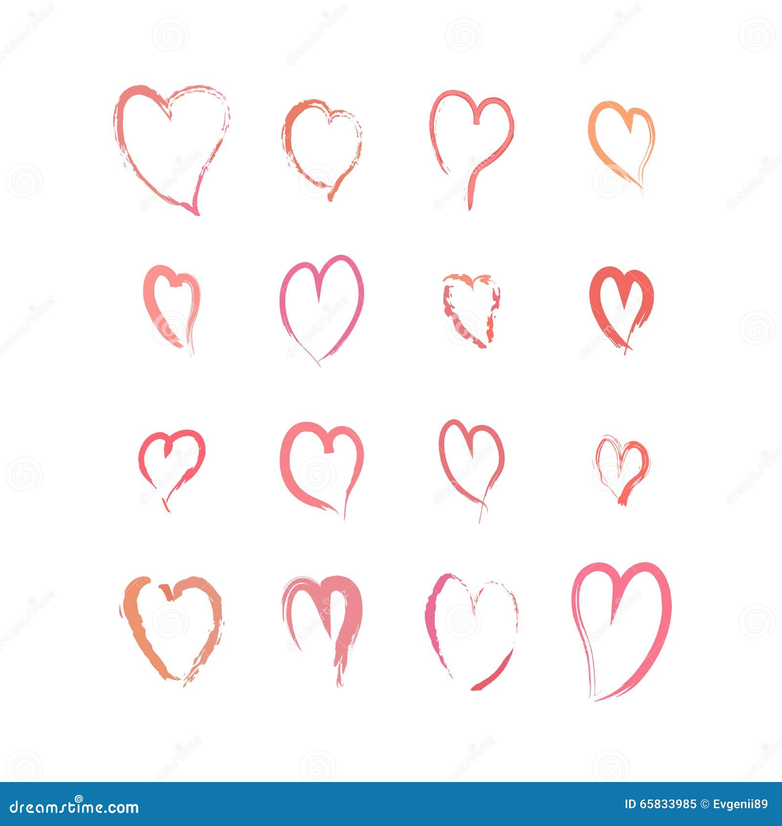 Set of Pink Hand Drawn Hearts on White Stock Vector - Illustration of ...