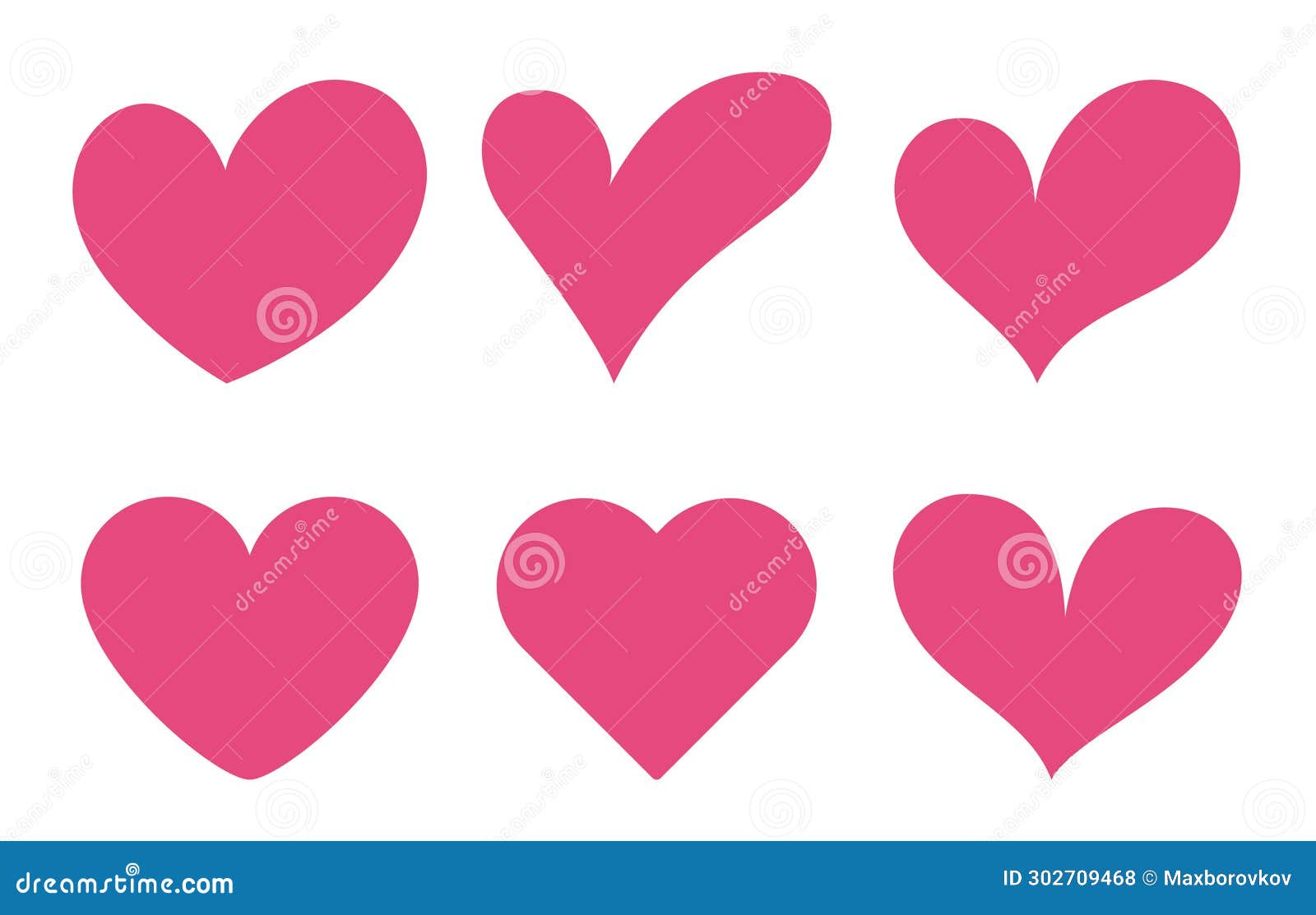 Set of Pink Hearts Icons Isolated on White Stock Vector - Illustration ...