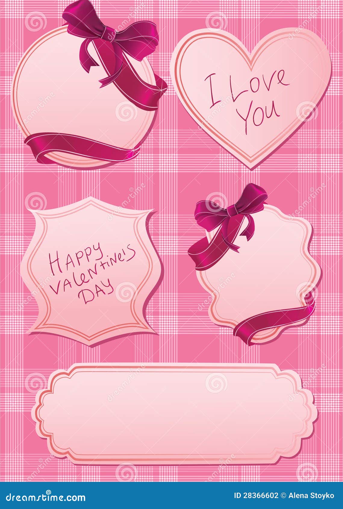 Set of pink labels stock vector. Illustration of greeting - 28366602