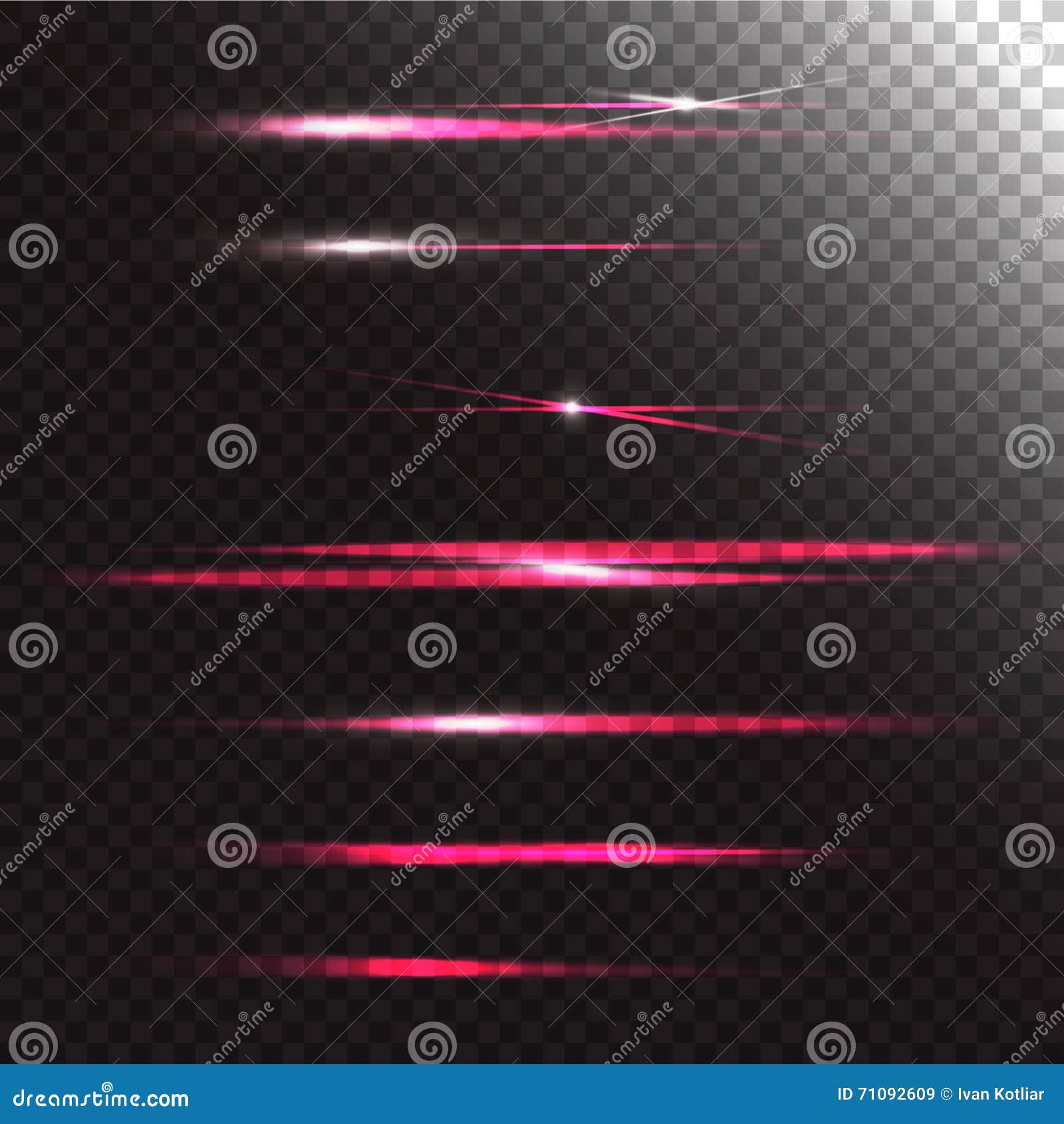 Set Of Pink Lens Flare On Transparent Background. Group Of Light ...