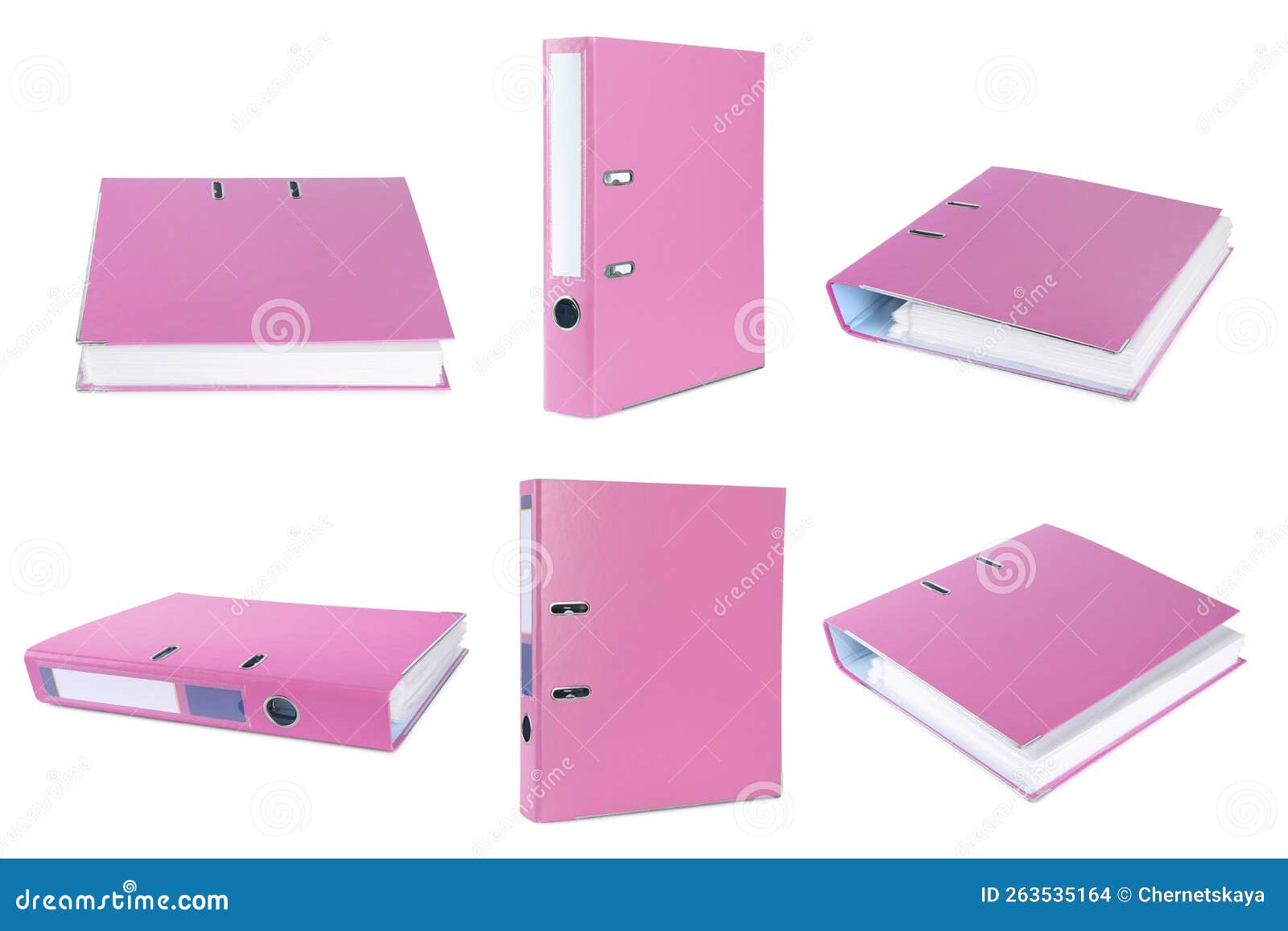 Set with Pink Office Folders on White Background Stock Photo - Image of ...