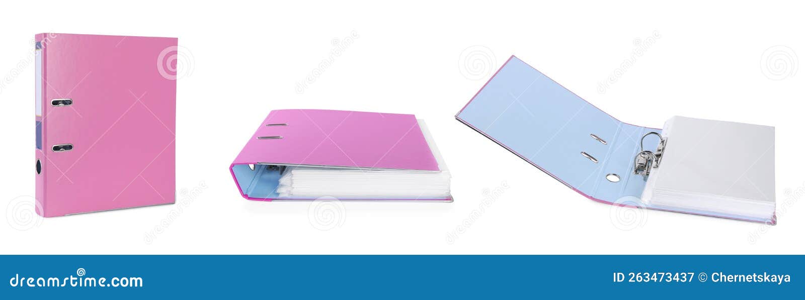 Set with Pink Office Folders on White Background. Banner Design Stock ...