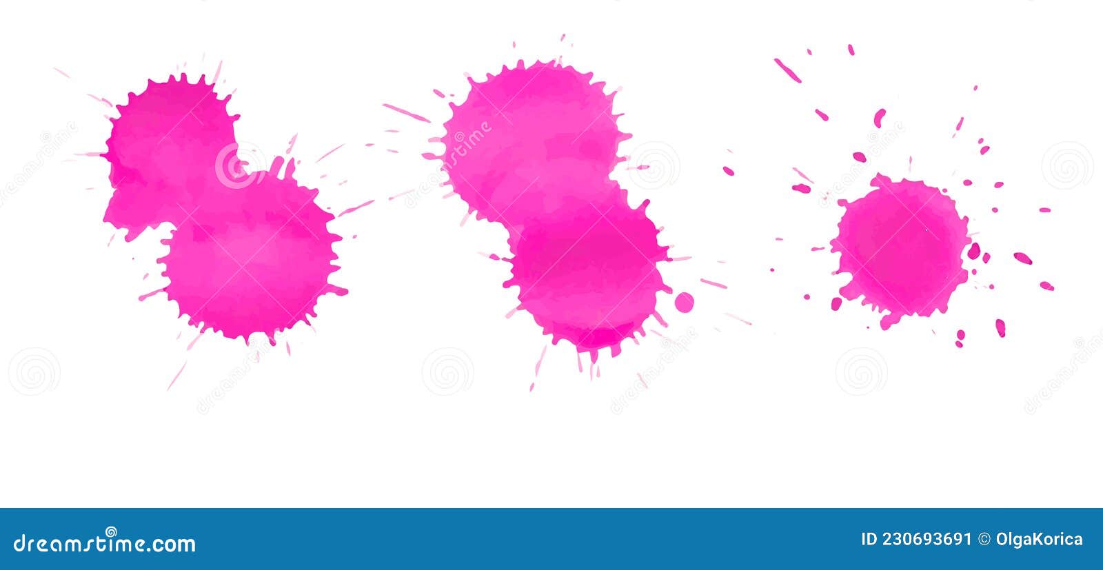 Set of Pink Paint Spots, Splatter Blots Gradient, Vector Stock Vector ...