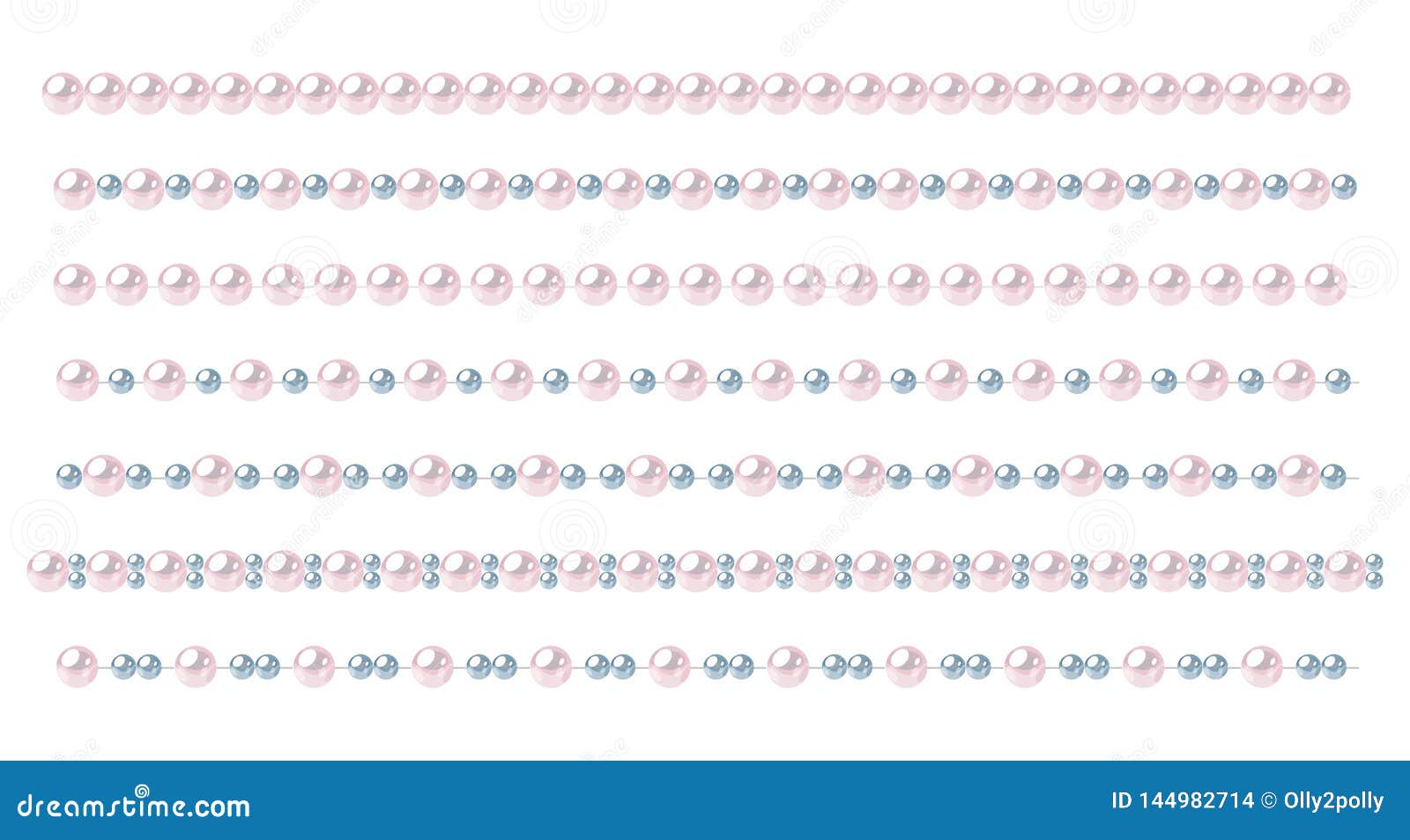 Set of Pink Pearl Strings Isolated on White Background Stock ...