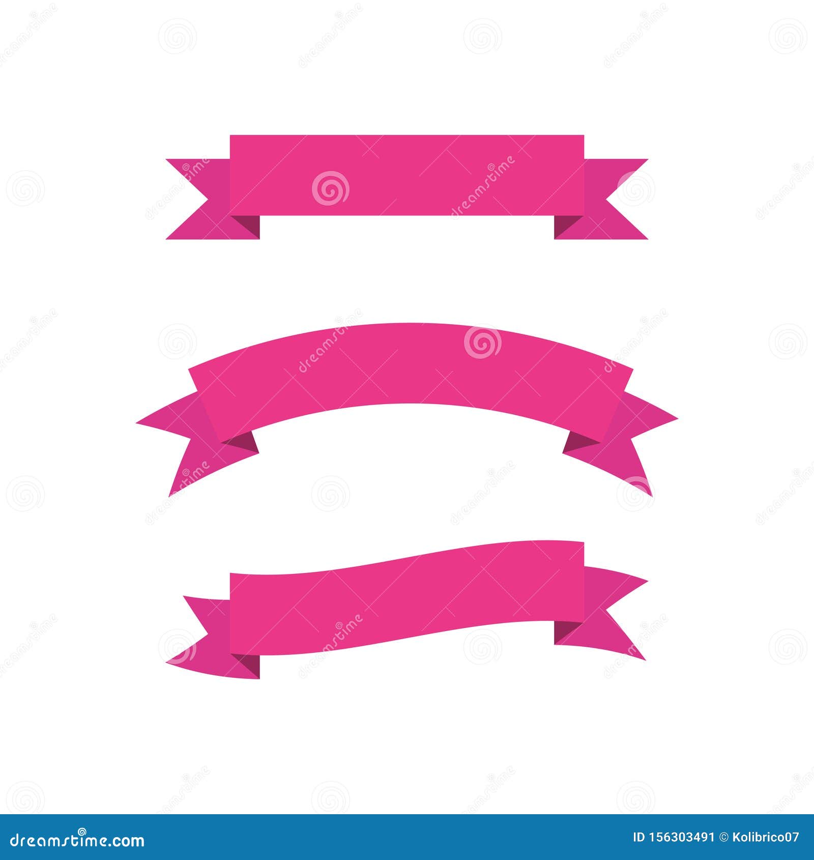 Set of Pink Ribbon Banners in Flat Design Stock Vector - Illustration ...