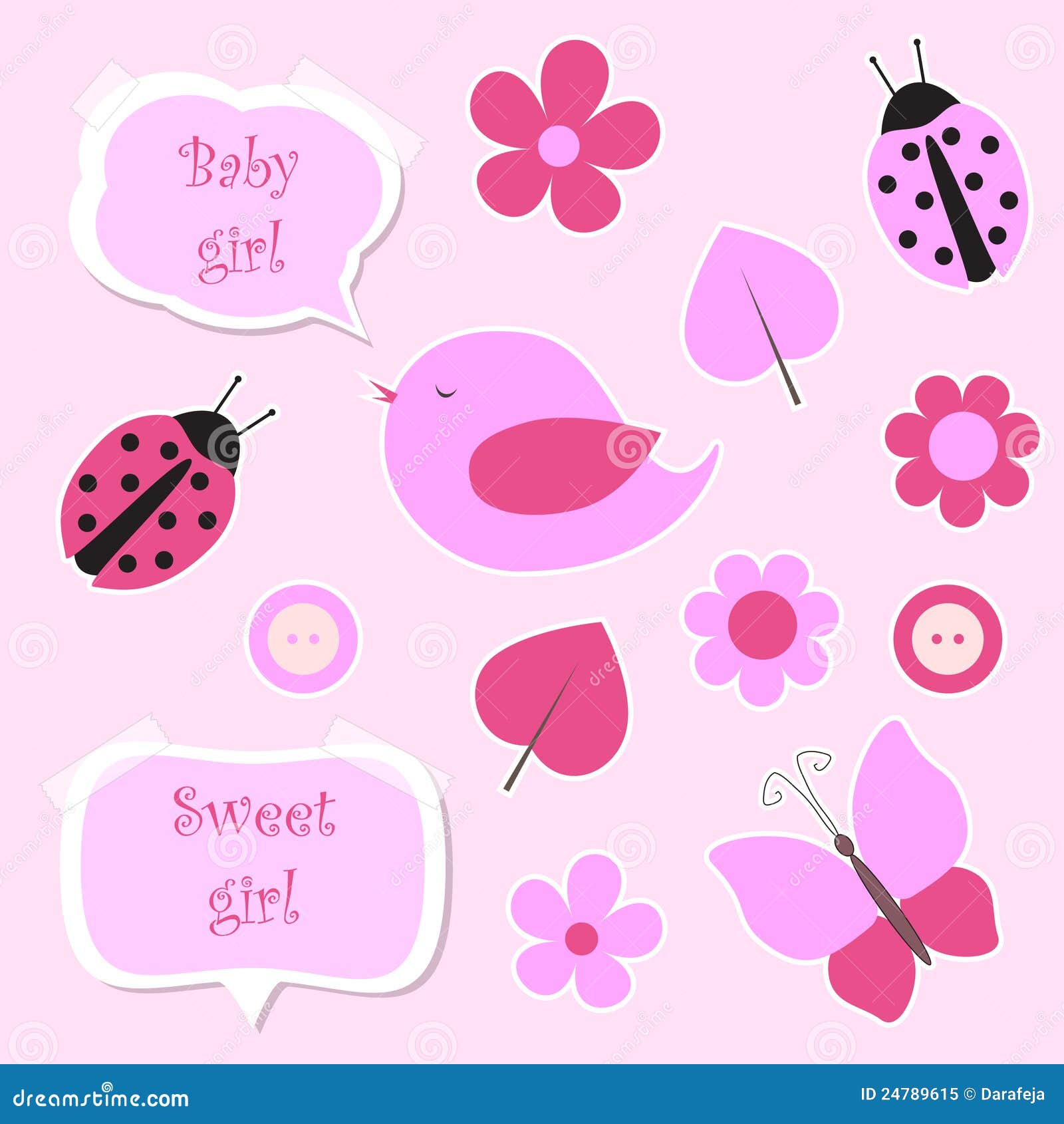 Pink Scrapbook Layout With Vintage Embellishments Royalty-Free Stock ...