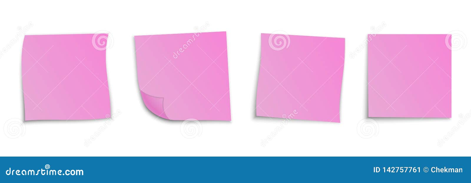 Set of Pink Square Paper Stickers. Vector Illustration Stock ...