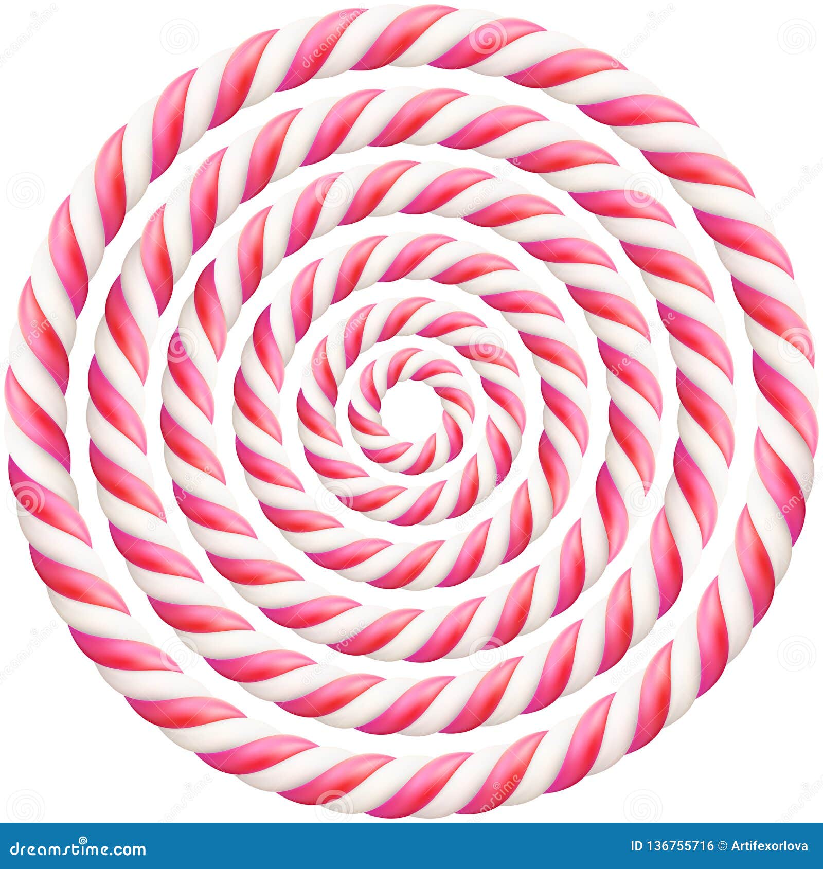 , Twisted Hard Sugar Candies On Wooden Stick. Vector Cartoon Set Of ...