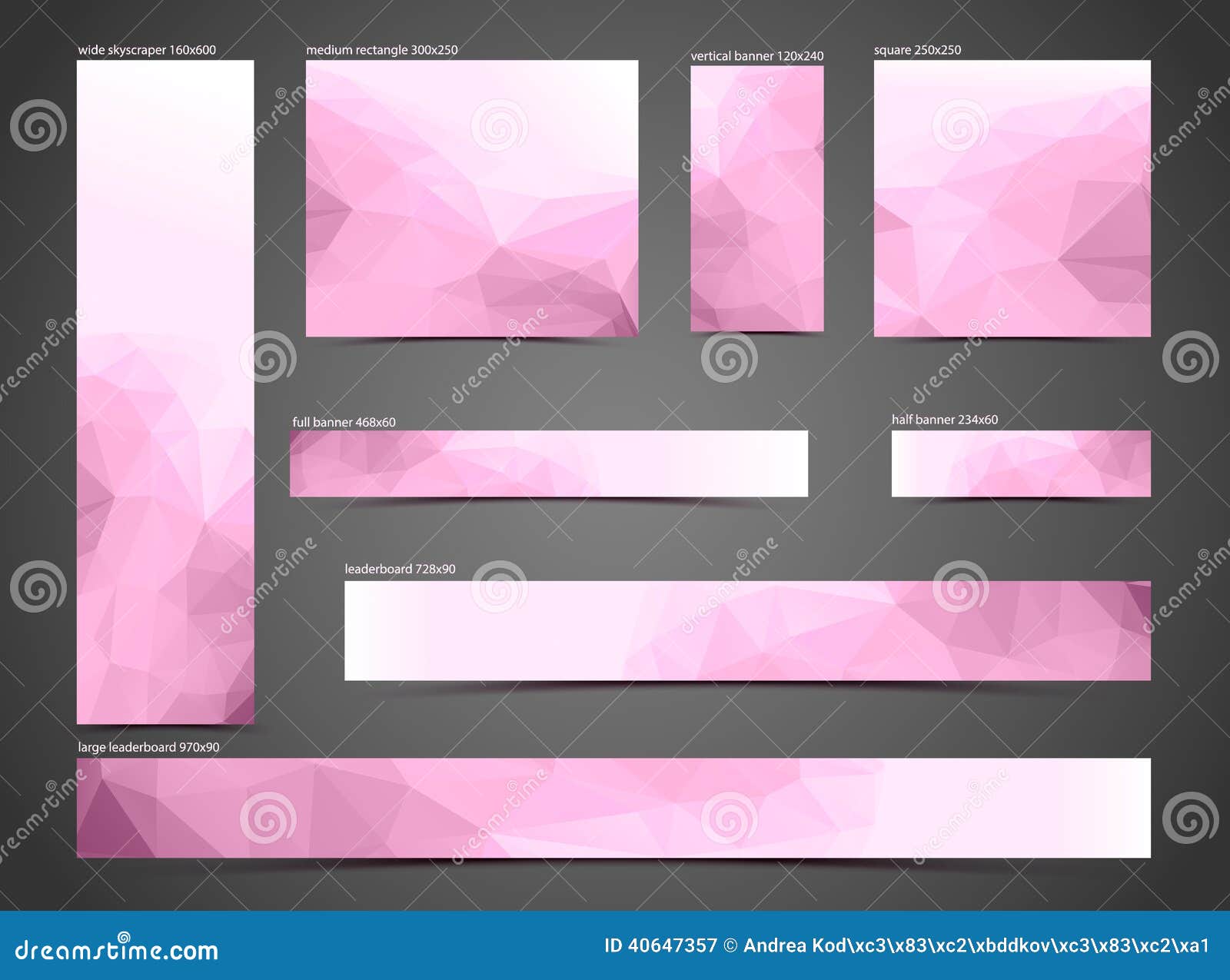 Set of pink web banners stock vector. Illustration of horizontal - 40647357