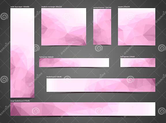 Set of pink web banners stock vector. Illustration of horizontal - 40647357