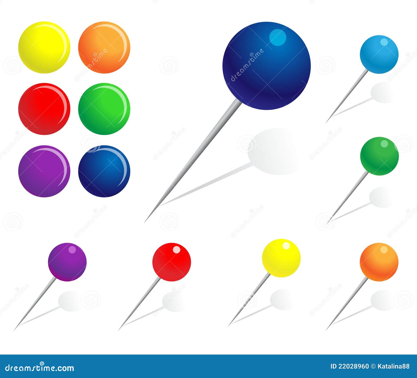 Set of pins and buttons stock vector. Illustration of collection - 22028960