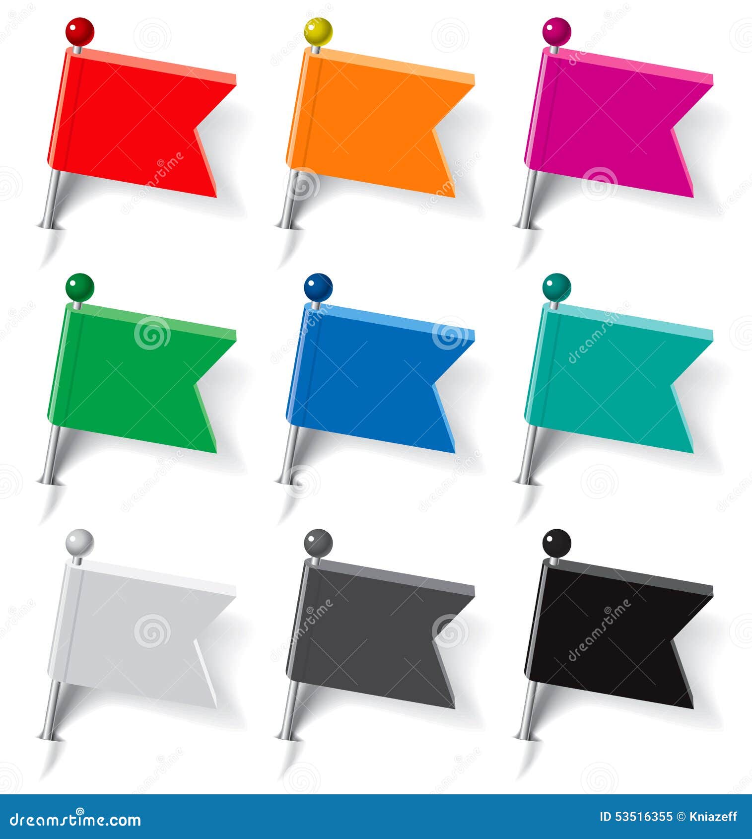 Set of Pins in the Form of Multi-colored Flags Stock Vector ...