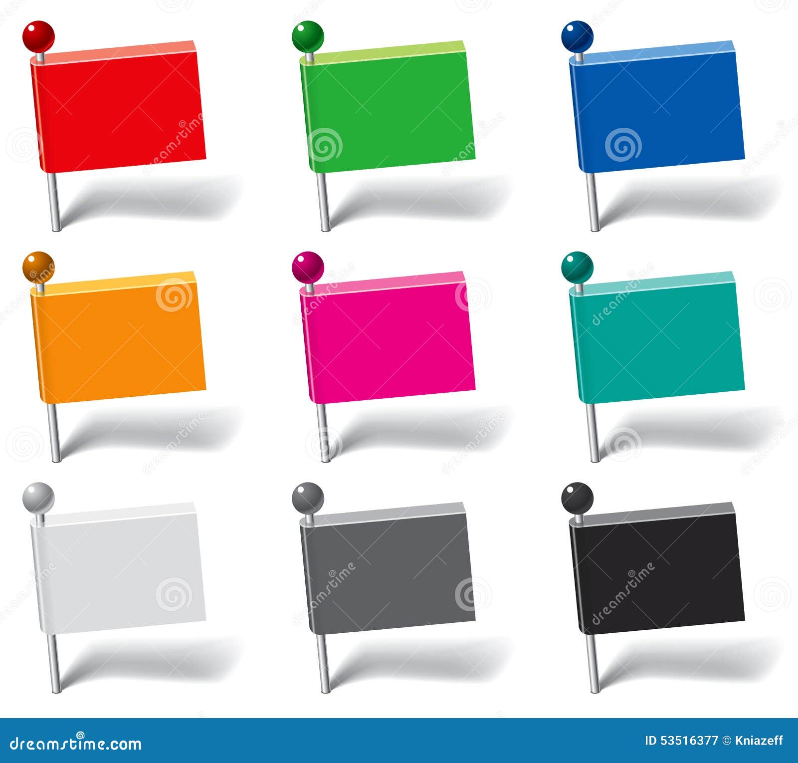 Set of Pins in the Form of Multi-colored Flags Stock Vector ...