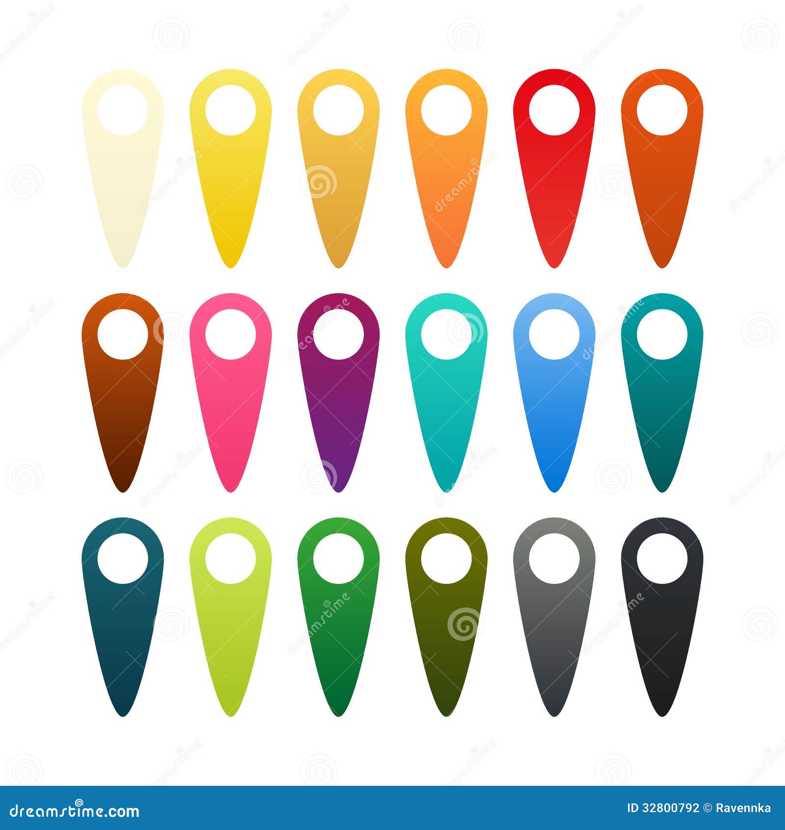 Set of 18 pins stock vector. Illustration of circle, marker - 32800792