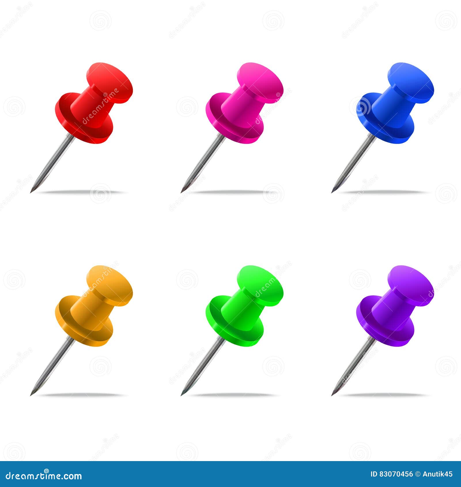 Set of Pins Isolated on White Background Stock Vector - Illustration of ...