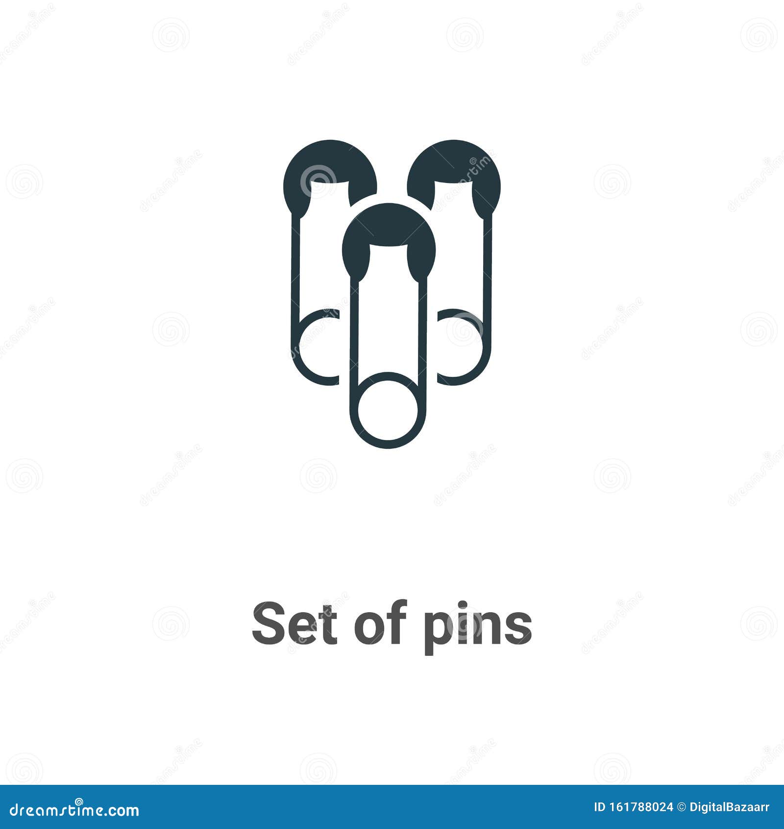 Set of Pins Vector Icon on White Background. Flat Vector Set of Pins ...