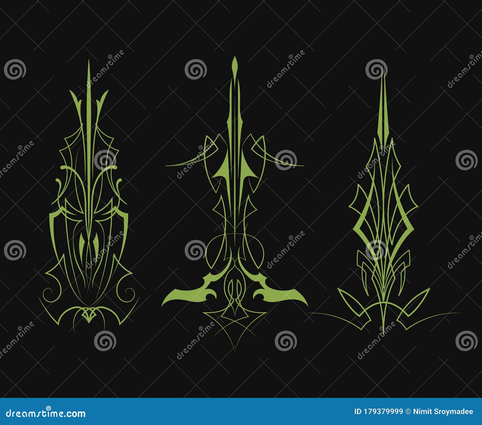 Set of Pinstripe Pattern Vintage Design Vector Illustration Stock ...