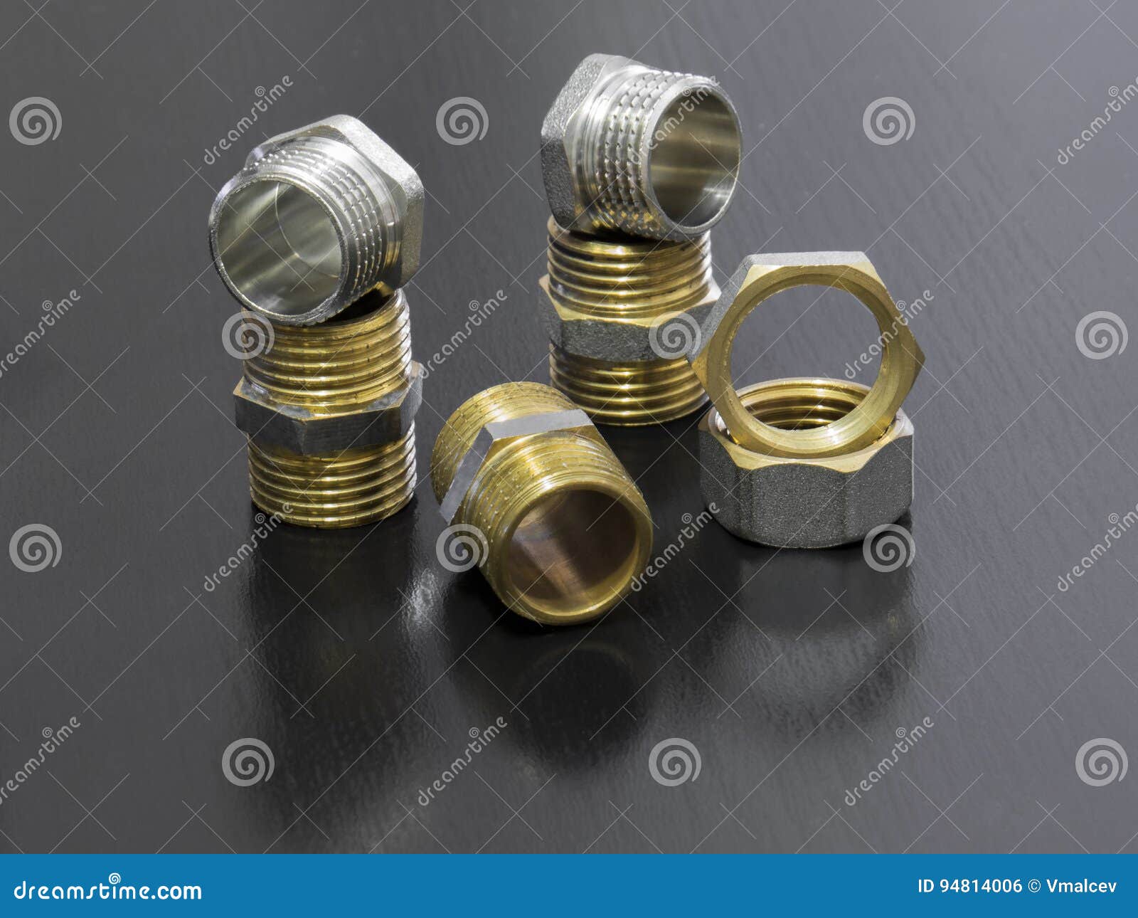 Set of pipe fittings stock photo. Image of fittings, nuts - 94814006
