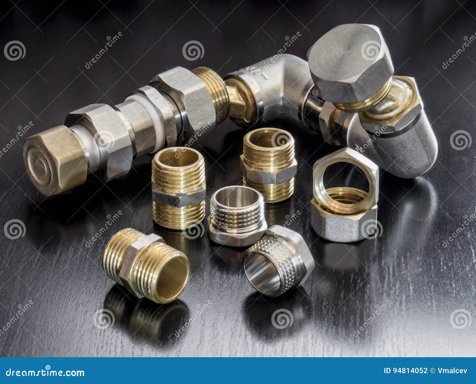 Set of pipe fittings stock photo. Image of couplings - 94814052