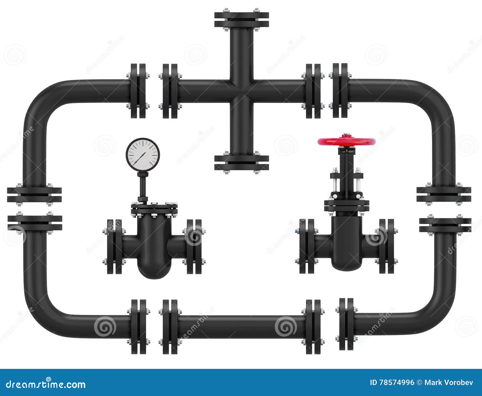 Set of Pipeline Elements Isolated on White Background. 3d Render Stock ...