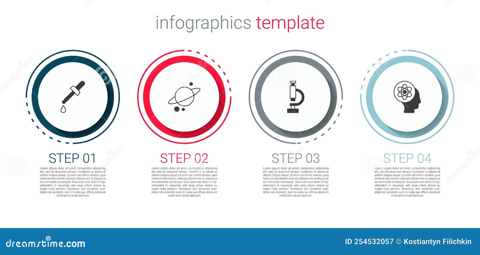 Set Pipette, Planet Saturn, Microscope and Atom. Business Infographic ... Set Pipette, Planet Saturn, Microscope and Atom. Business Infographic ...
