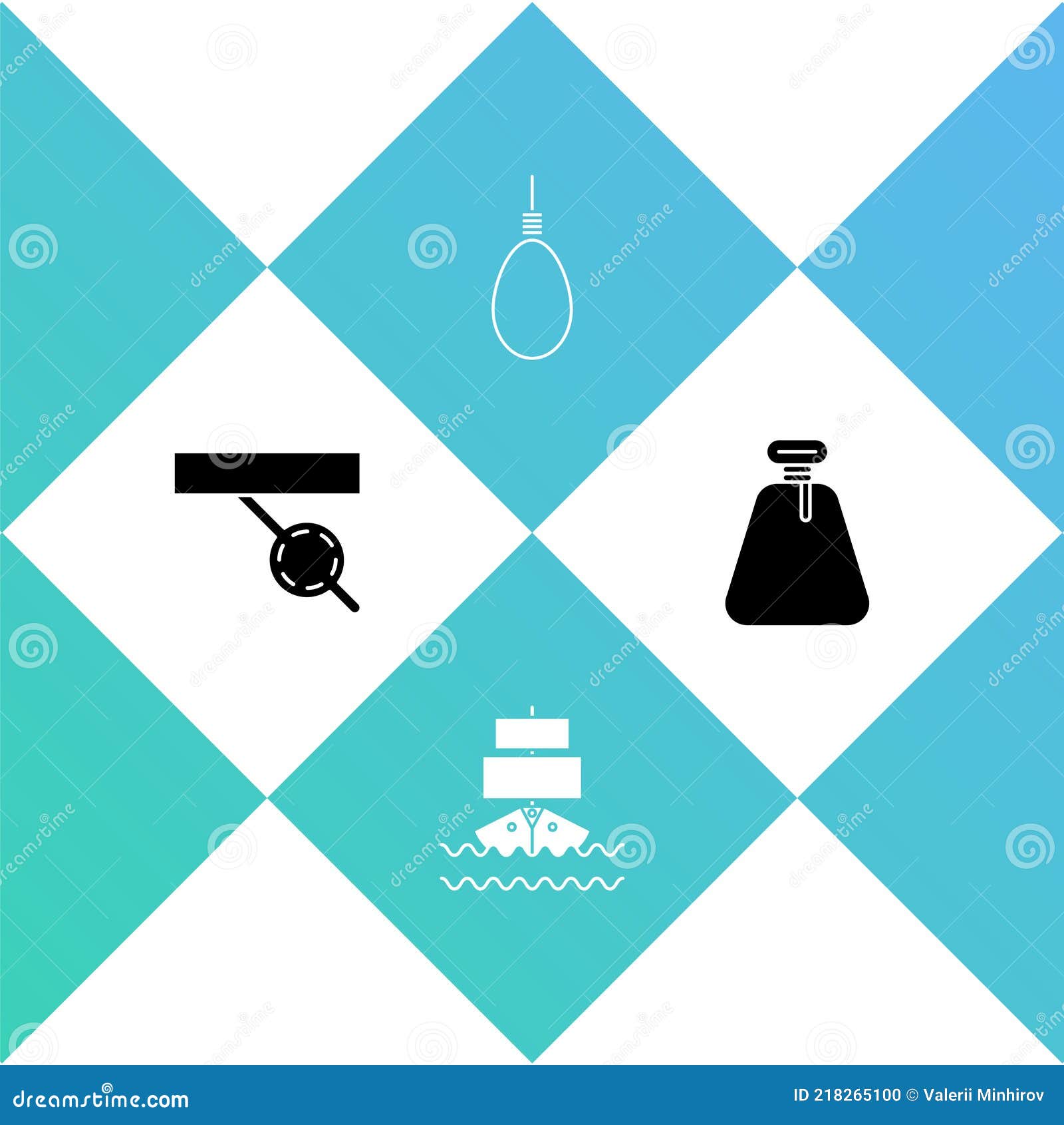 Set Pirate Eye Patch, Ship, Gallows Rope Loop Hanging and Sack Icon ...