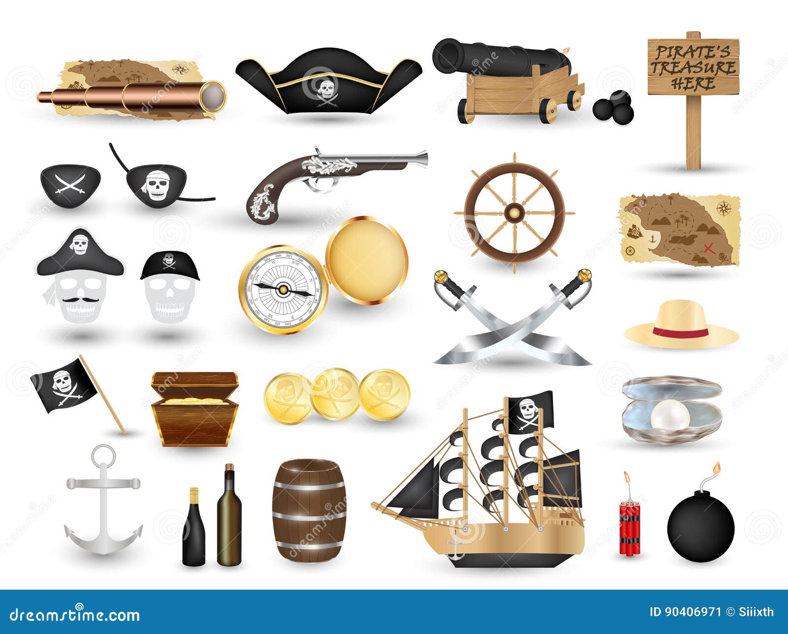 Set of Pirate Object Tool on a White Background Stock Vector ...