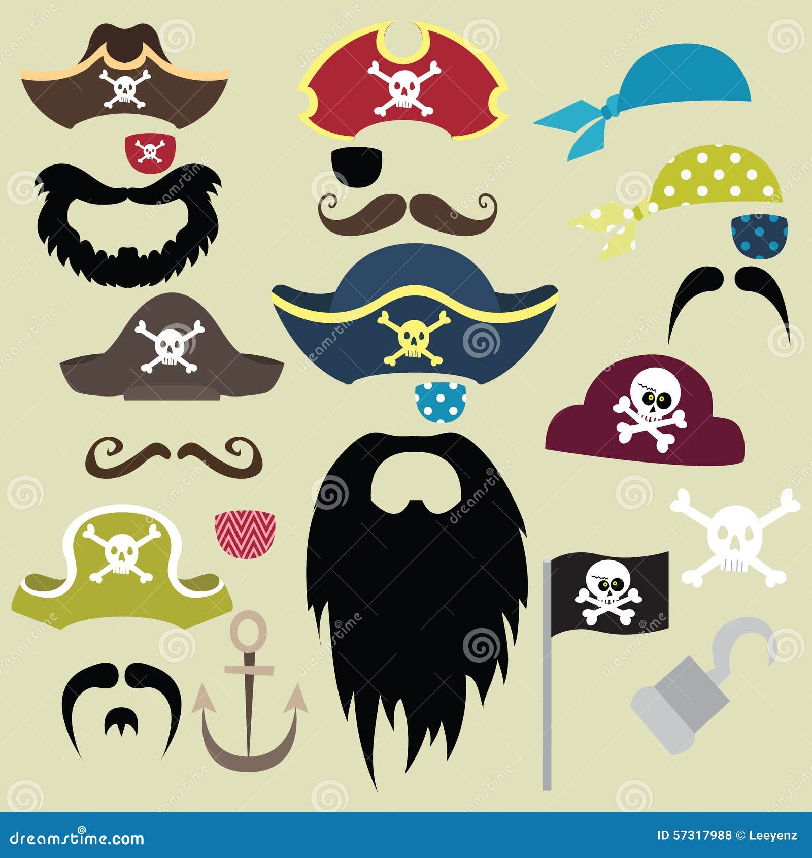 Set of Pirates Elements stock vector. Illustration of collage - 57317988