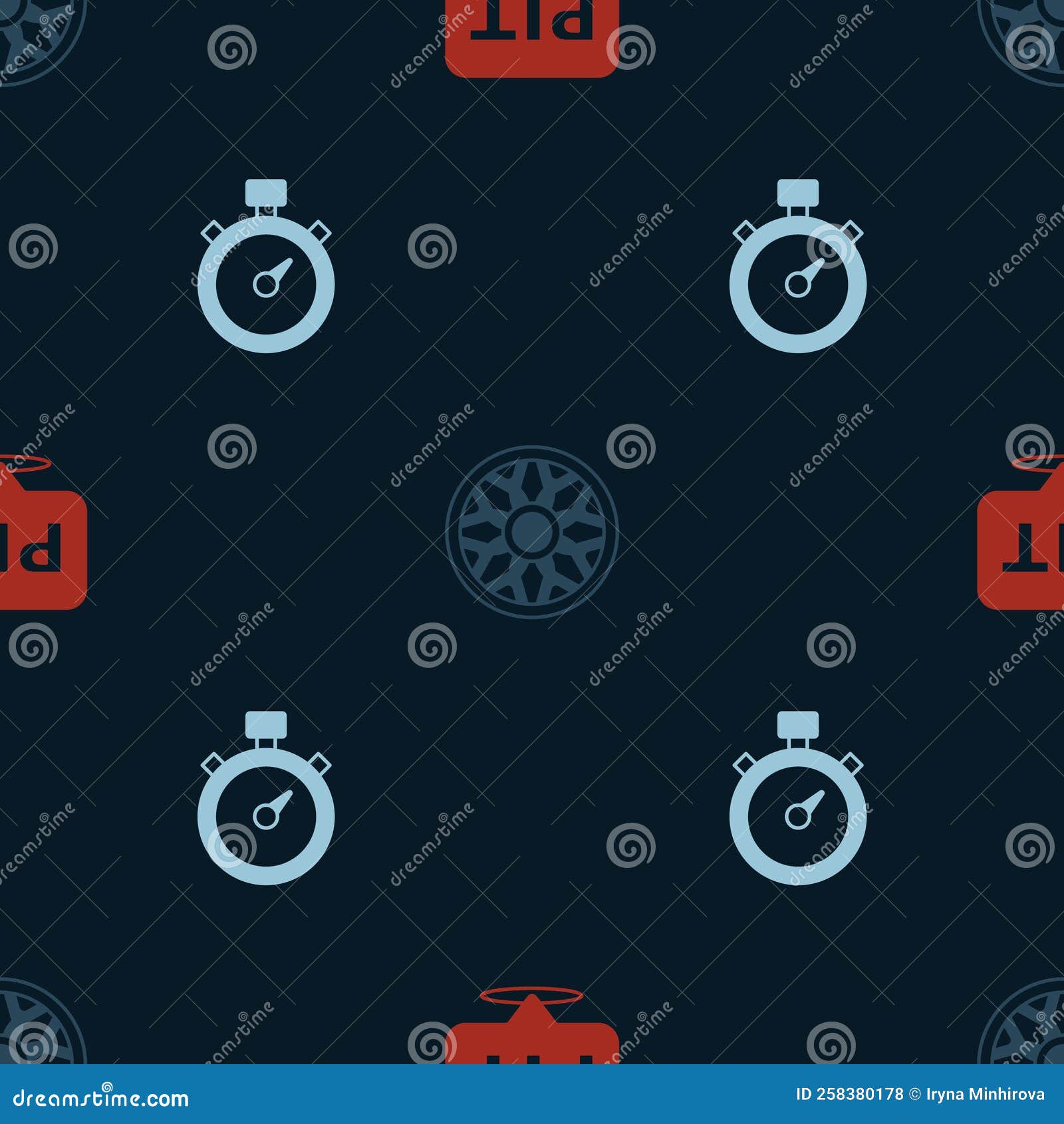 Set Pit Stop, Alloy Wheel for Car and Stopwatch on Seamless Pattern ... Set Pit Stop, Alloy Wheel for Car and Stopwatch on Seamless Pattern ...