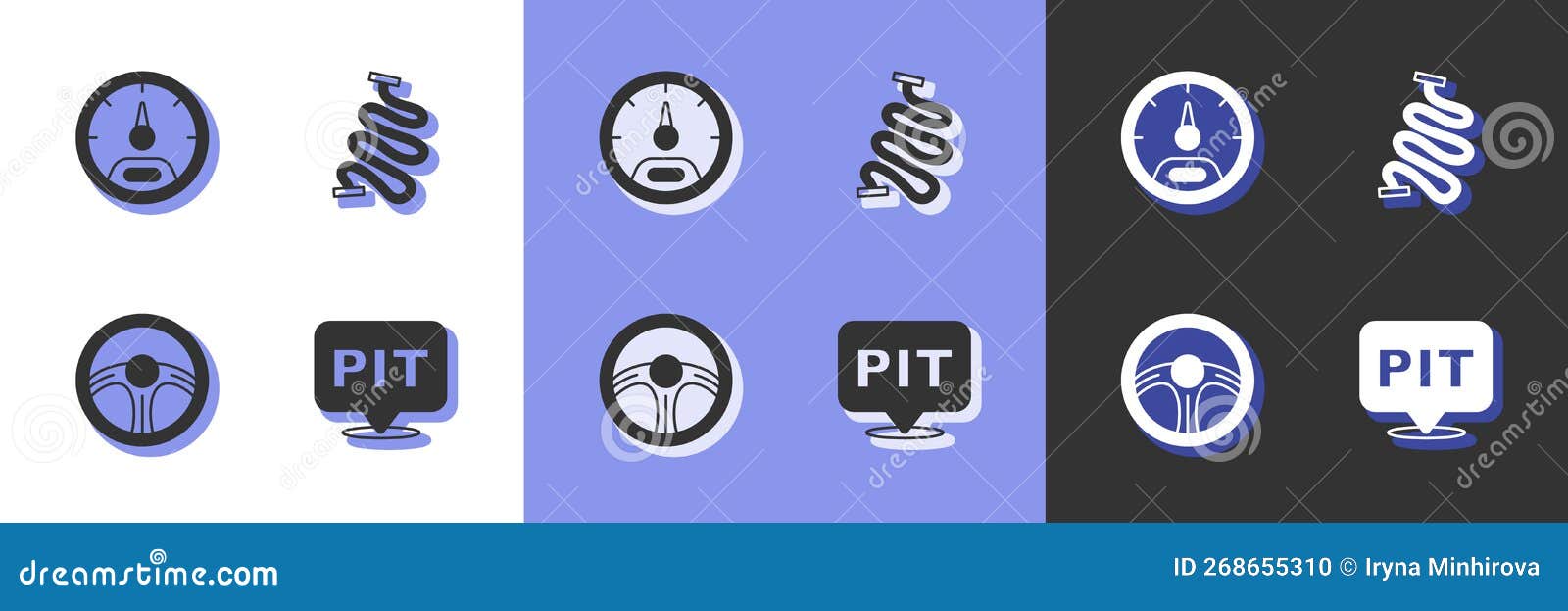 Set Pit Stop, Speedometer, Racing Steering Wheel and Track Icon. Vector ... Set Pit Stop, Speedometer, Racing Steering Wheel and Track Icon. Vector ...