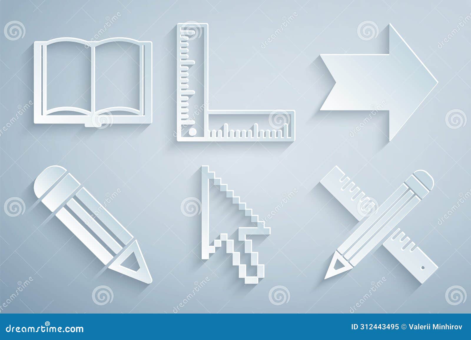 Set Pixel Arrow Cursor, Arrow, Pencil, Crossed Ruler and Pencil ...