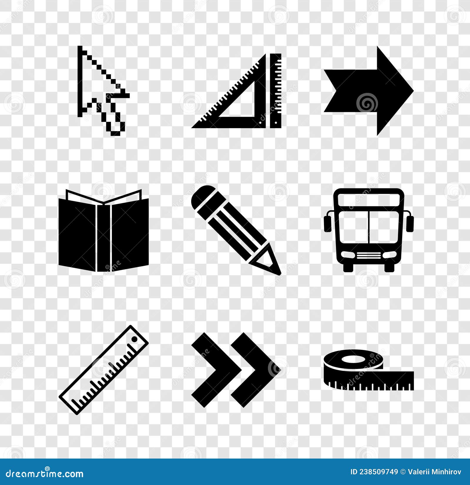 Set Pixel Arrow Cursor, Triangular Ruler, Arrow, Ruler, Tape Measure ...