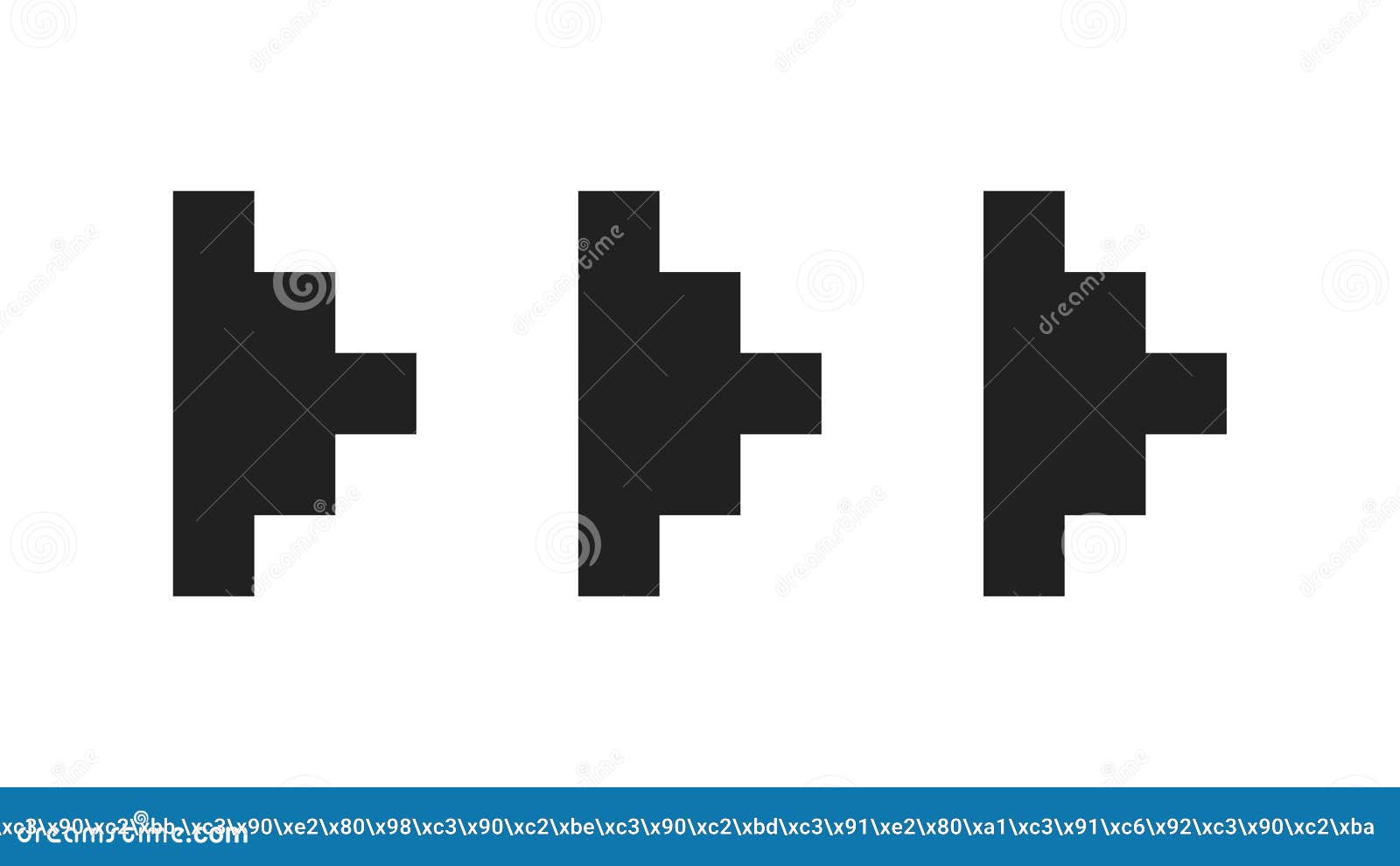 Set of Pixel Arrows. Collection of Black Cursors. 8-bit Pointers ...