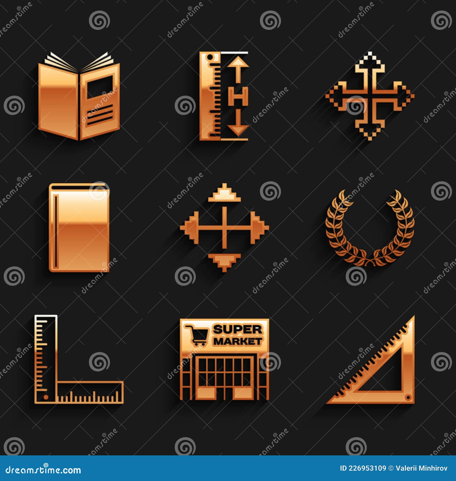 Set Pixel Arrows in Four Directions, Supermarket Building, Triangular ...