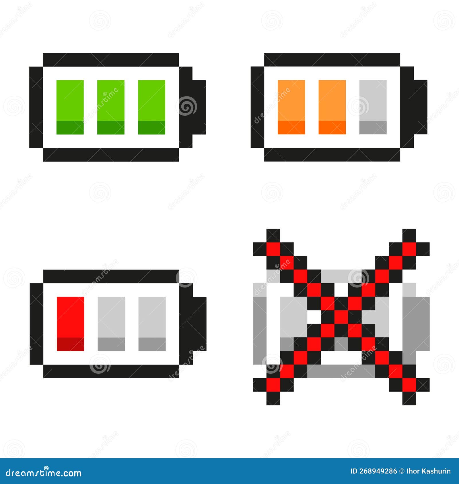 Set Pixel Art Battery Charge. Stock Vector - Illustration of website ...