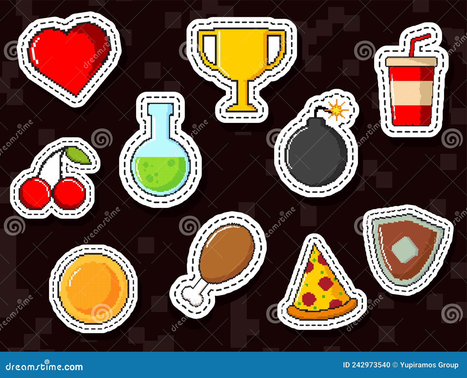 Set of pixel art stock vector. Illustration of vintage - 242973540