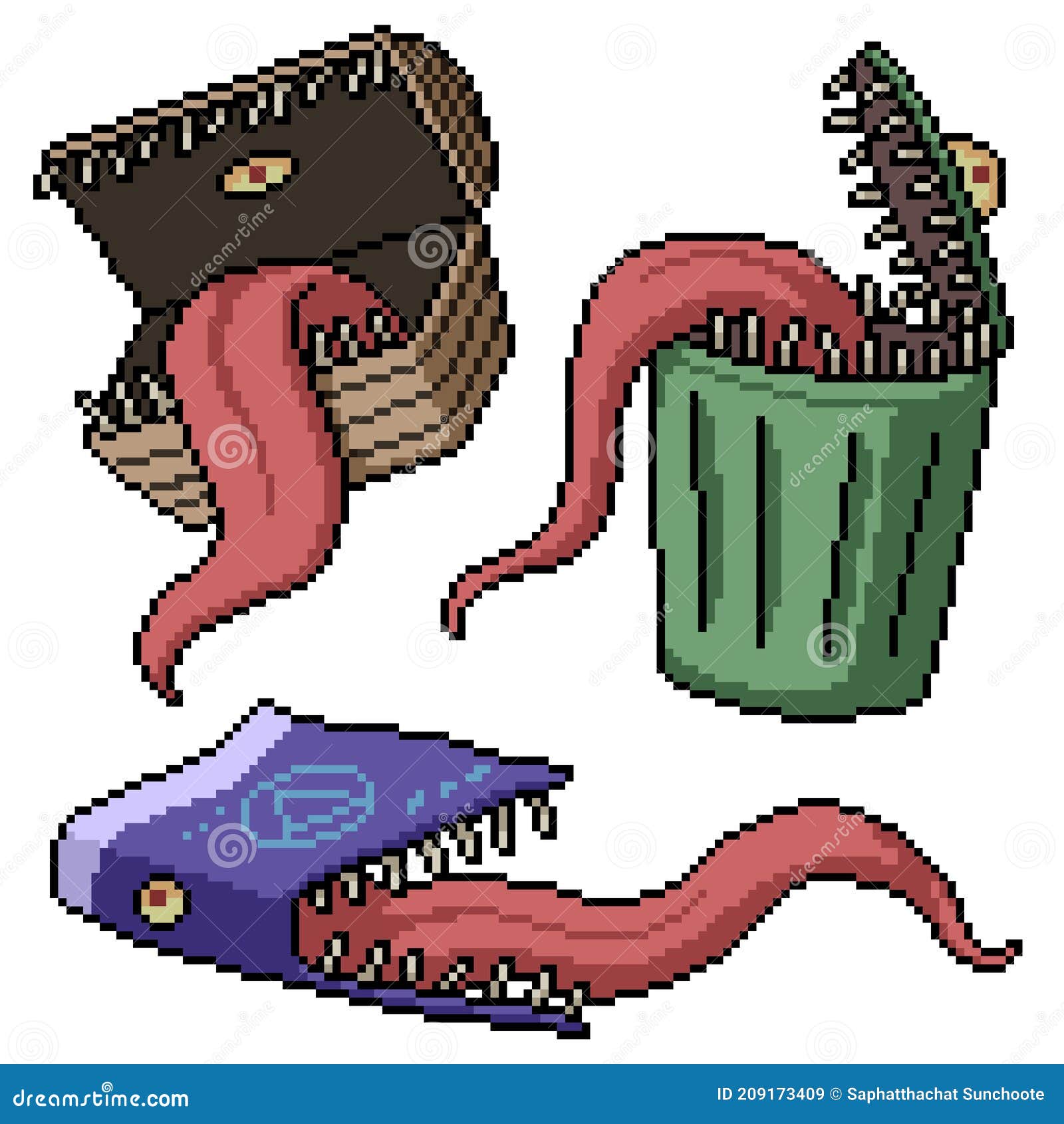Pixel Art Isolated Mimic Monster Stock Vector - Illustration of trash ...