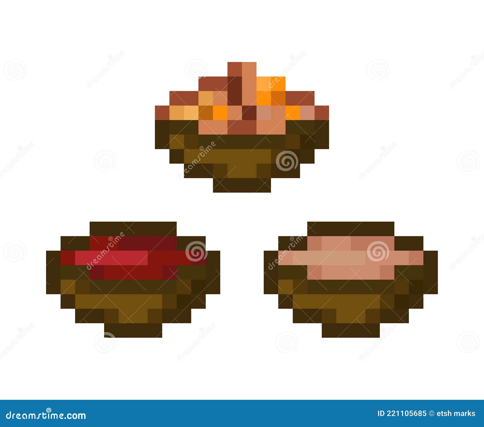 Set of Pixel Art of a Stew. Stock Vector - Illustration of mushroom ...