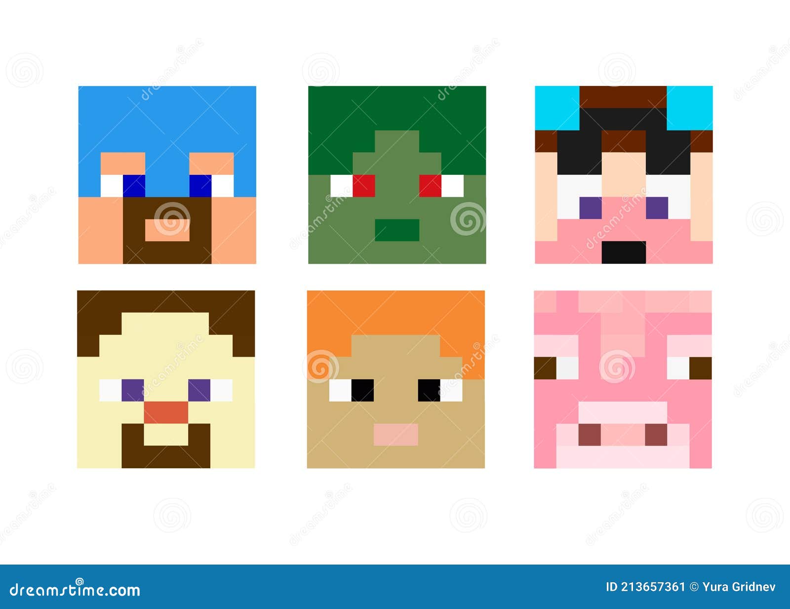 Set of Pixel Avatars. Heroes Game Concept. Avatars Concept of Game ...